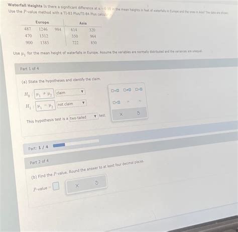 Solved Use The P Value Method With A Ti 83 Plus Ti 84 Plus