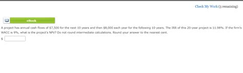 Solved A Project Has Annual Cash Flows Of 7 500 For The Chegg