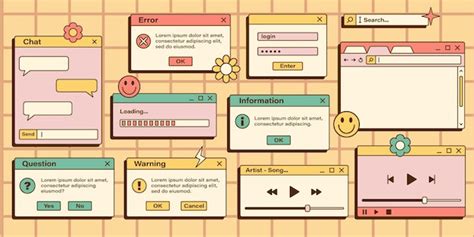 premium vector vector set of retro vaporwave computer interface