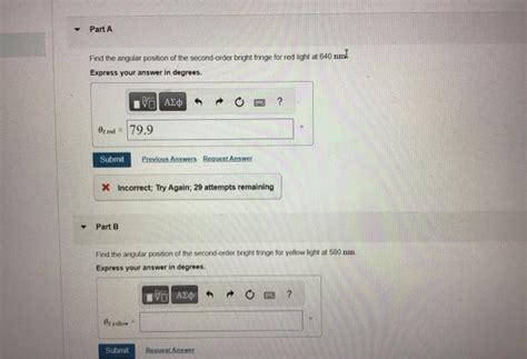 Solved A Double Slit Systems Slit Spacing Is 1 4μm Find The