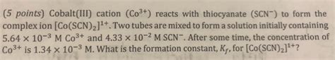 Solved 5 ﻿points ﻿cobalt Iii ﻿cation Co3 ﻿reacts With