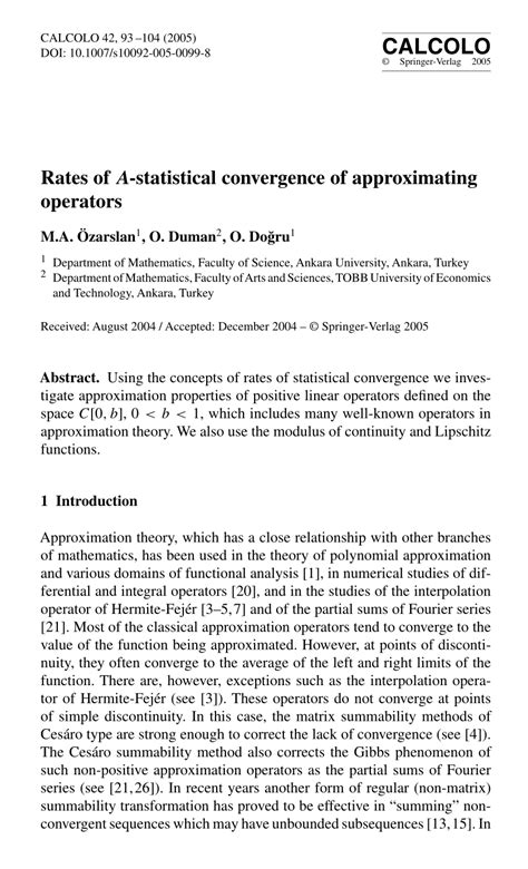 Pdf Rates Of A Statistical Convergence Of Approximating Operators