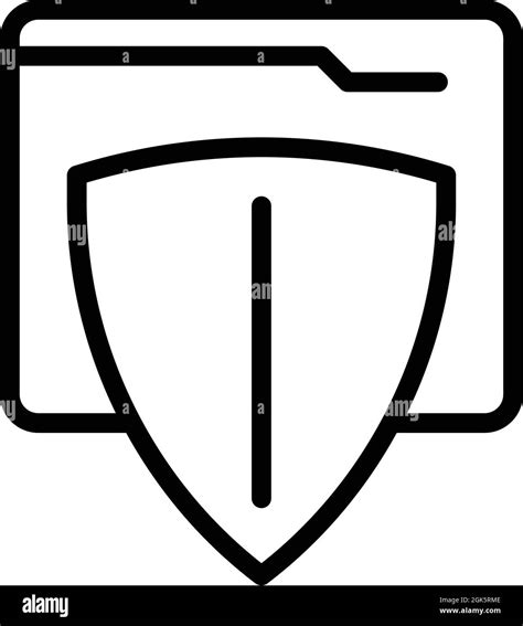 Shield Folder Icon Outline Vector Storage File Safety Data Stock Vector Image Art Alamy