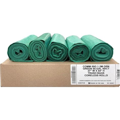 Ultrasac Heavy Duty 55 Gallon Green Trash Bags Value 50 Pack 15