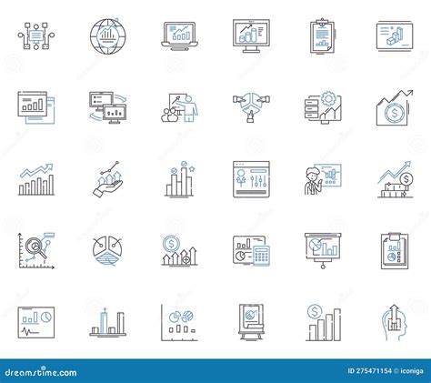 numerical illustration line icons collection graphs charts graphical visualization