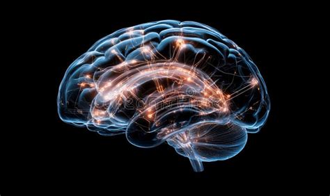 Glowing Neural Network Connections And Neural Activity Visualization In Brain Synapses Stock