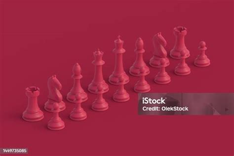 빨간색 배경에 자홍색의 체스 그림 세트 2023년 올해의 컬러 3d 렌더링 2023년에 대한 스톡 사진 및 기타 이미지 2023년 3차원 형태 H O R S E