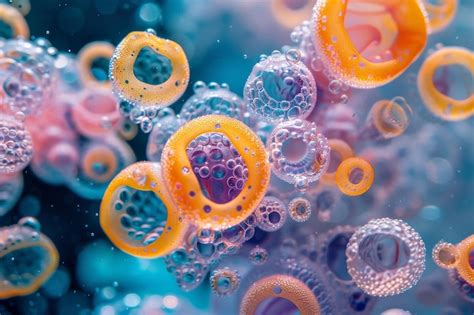 Premium Photo Microscopic View Of Vibrant Abstract Cellular Structures With A Lively Background