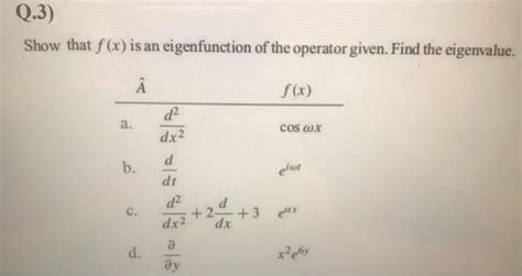 Solved Q3 Show That Fx Is An Eigenfunction Of The