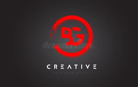 Red Bg Circular Letter Logo With Circle Brush Design And Black Background Stock Vector