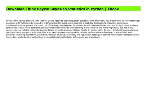 Ppt Download Think Bayes Bayesian Statistics In Python Ebook Powerpoint Presentation Id