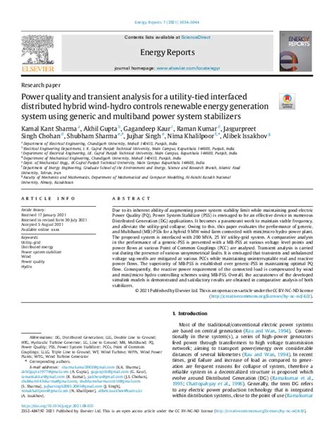 Pdf Power Quality And Transient Analysis For A Utility Tied Interfaced Distributed Hybrid Wind
