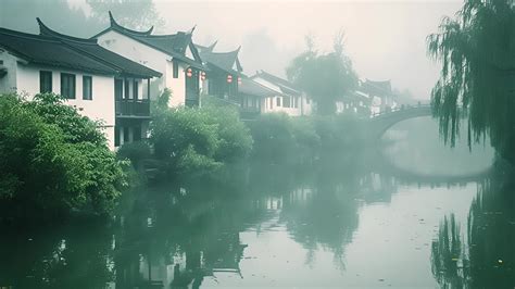 4k烟雨朦胧江南水乡素材素材视频特效素材 千库网