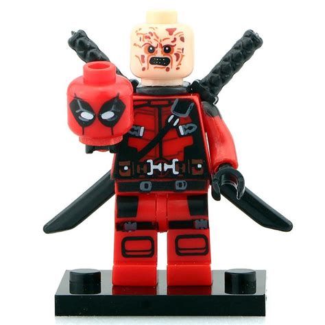 Deadpool Custom Marvel Superhero Minifigure With Extra Head Face