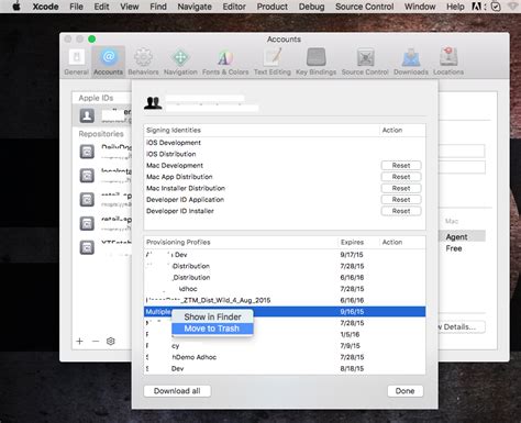 Ios How To Delete Provisioning Profile From Xcode 72 In Build