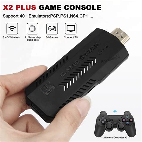 New X2 Plus Retro Video Game Console 4khd Output Gamestick Emuelec 2 4g Wireless Controllers 3d 