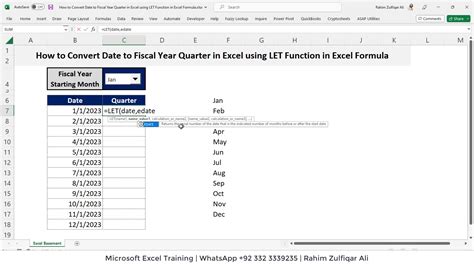 how to convert date to fiscal year quarter in excel using let function in excel formula by