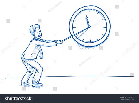 Business Man Pulling Clock Hand Concept Stock Vector Royalty Free 311810135 Shutterstock