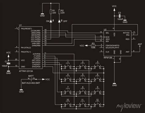 Connection Of Keyboard Led To The Microcontroller Vector Electricalschematic • Wall Stickers