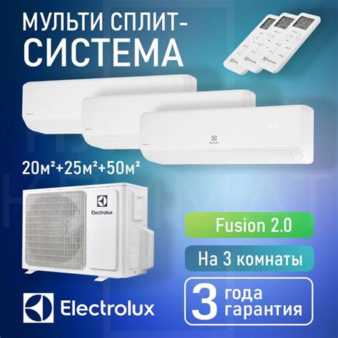 Инверторная мульти сплит-система Electrolux Fusion 2.0 на 3 комнаты (20 ...