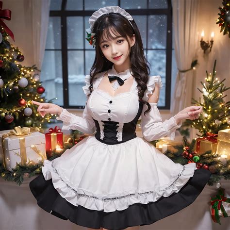 흰색 드레스를 입고 검은색 나비 넥타이를 매고 사진을 찍는 기린 Seaart Ai