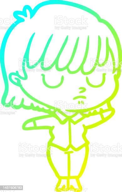 만화 여자의 차가운 그라데이션 선 그리기 귀여운에 대한 스톡 벡터 아트 및 기타 이미지 귀여운 그라데이션 낙서 드로잉