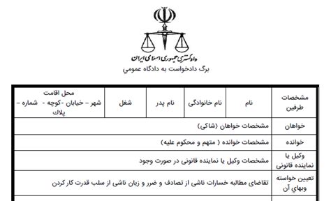 فرم دادخواست مطالبه خسارات ناشی از تصادف و ضرر و زیان
