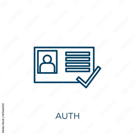Auth Icon Thin Linear Auth Outline Icon Isolated On White Background