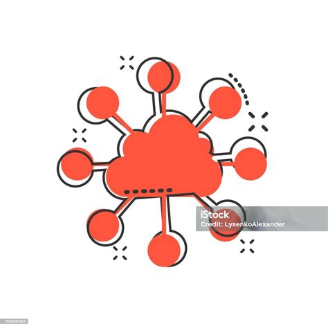 Vector Cartoon Cloud Computing Technology Icon In Comic Style