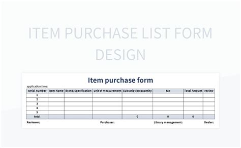 Free Purchase Items Templates For Google Sheets And Microsoft Excel Slidesdocs