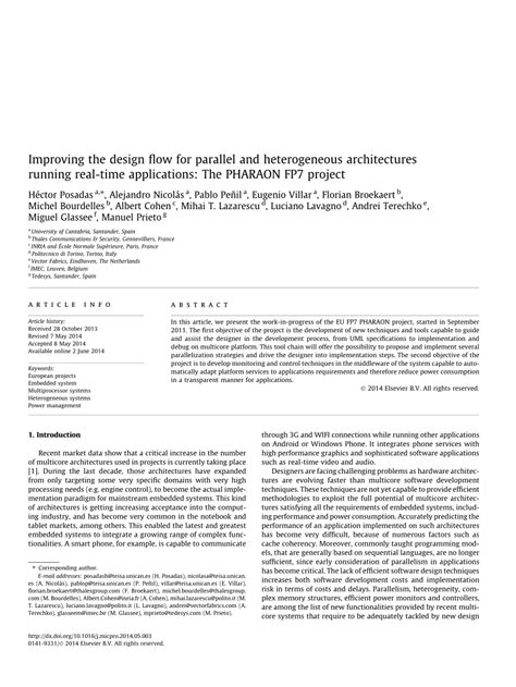 Pdf Improving The Design Flow For Parallel And Heterogeneous Architectures Running Real Time