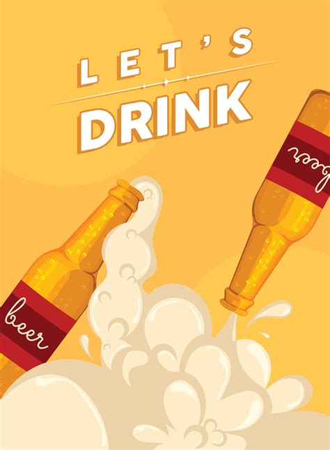 Poster Of Lets Drink Beer Bottles Vector 30486189 Vector Art At Vecteezy