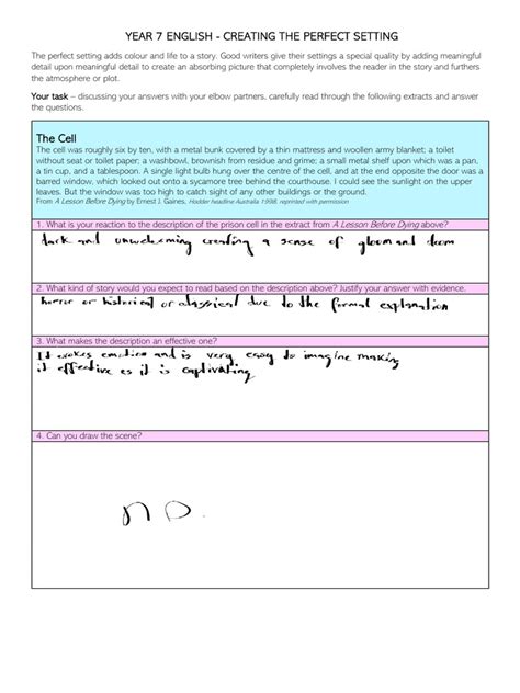 Homework Creating The Perfect Setting Pdf