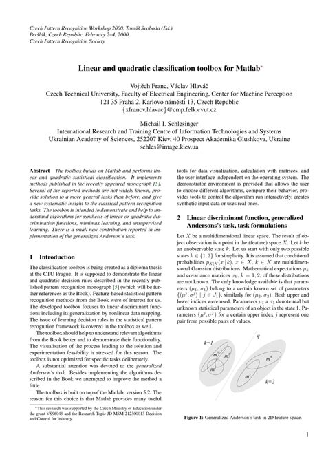 Pdf Linear And Quadratic Classification Toolbox For Matlab