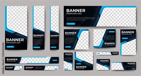Modern Banner Design Web Template Set Horizontal Header Web Banner Modern Gradient Blue Cover