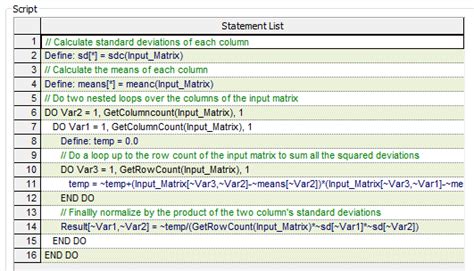 Script Example Manipulating A Matrix