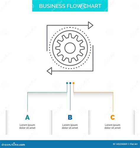 Business Gear Management Operation Process Business Flow Chart Design With 3 Steps Line