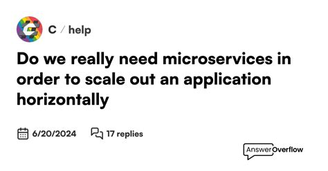 Do We Really Need Microservices In Order To Scale Out An Application Horizontally C