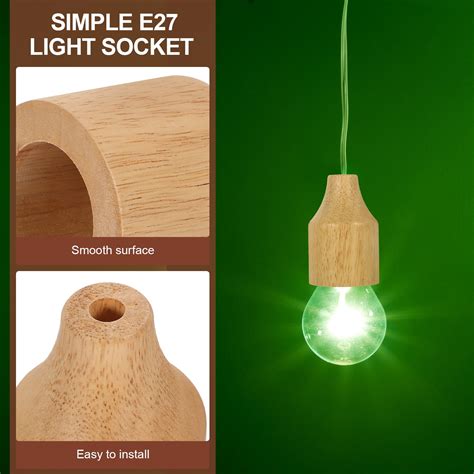 Zcyifa Pendant Light Lamp Holder Wooden Lamp Socket Replacement Bulb Socket E27 Lamp Holder