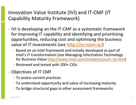 Using The Ivi Innovation Value Institute It Cmf It Capability Matu…