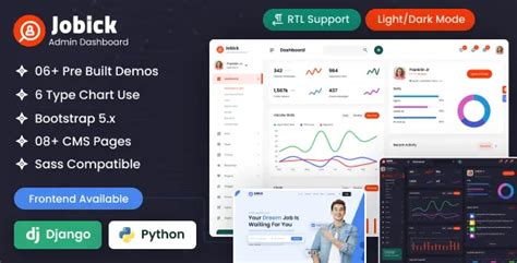 Jobick Django Job Admin Dashboard Bootstrap Template Frontend Templatelelo