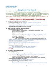 GLG 244 Fall2022 Study Guide 1 Pdf GLG 244 Oceanography Fall 2022 Prof Y Dilek Study Guide 1