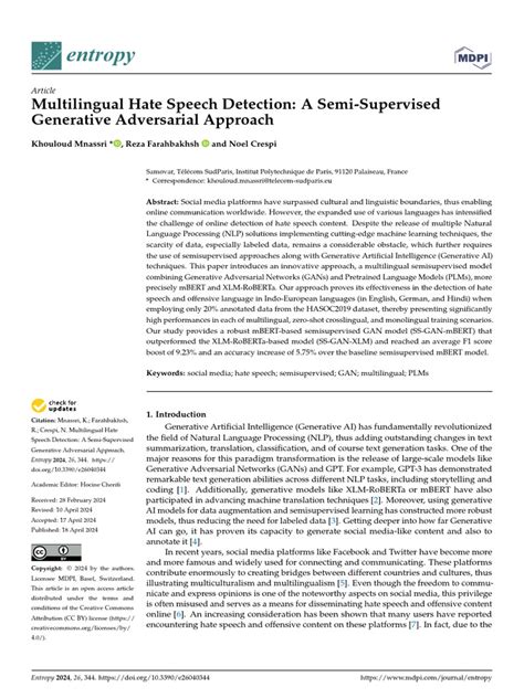 Multilingual Hate Speech Detection A Semi Supervised Generative Adversarial Approach Pdf