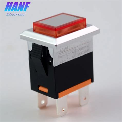 Pcs Square Push Button Switch With Red LED Light Pins Self Return Plastic Rocker Lamp NO A