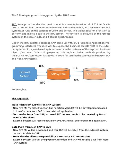 Rfc An Approach Under The Classic Model Is A Remote Function Call Rfc Interface Is Pdf
