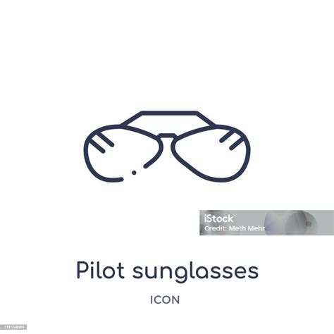 의류 개요 컬렉션에서 선형 파일럿 선글라스 아이콘입니다 얇은 라인 파일럿 선글라스 벡터 흰색 배경에 고립 파일럿 선글라스 유행 그림 날씬한에 대한 스톡 벡터 아트 및 기타
