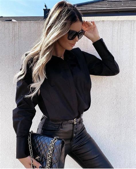 Дамска едноцветна риза 445858 черен