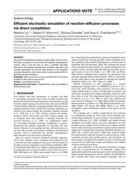 pdf efficient stochastic simulation of reaction diffusion processes