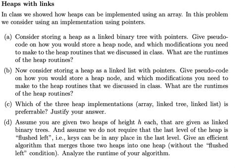 Solved Heaps With Links In Class We Showed How Heaps Can Be
