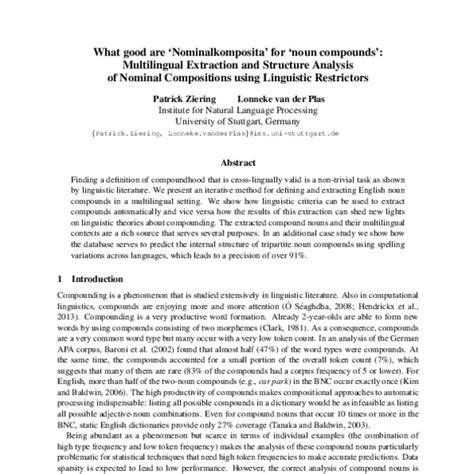 What Good Are ‘nominalkomposita For ‘noun Compounds Multilingual Extraction And Structure